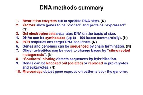 PPT DNA Methods Summary PowerPoint Presentation Free Download ID 611326