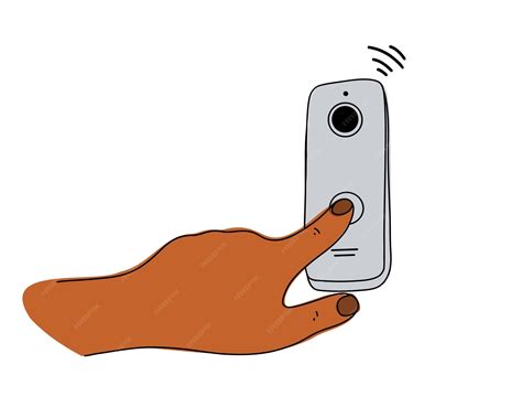 Premium Vector The Hand Presses The Intercom Button Vector Illustration