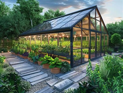 Solar Powered Smart Greenhouse Stock Illustration Illustration Of Future Installing 310135394