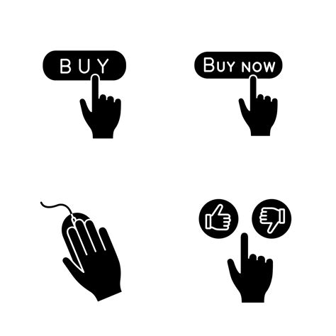 App Buttons Glyph Icons Set Click Buy Purchase Computer Mouse Like