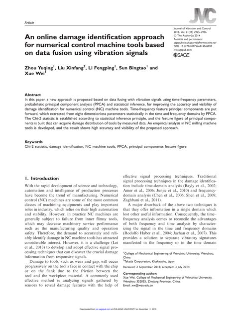 Pdf An Online Damage Identification Approach For Numerical Control