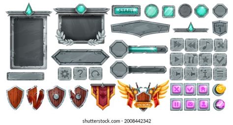 Stone Ui 게임 프레임 세트 록크랙드 스톡 벡터로열티 프리 2008442342 Shutterstock