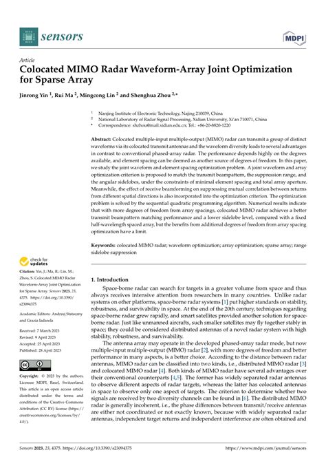 Pdf Colocated Mimo Radar Waveform Array Joint Optimization For Sparse