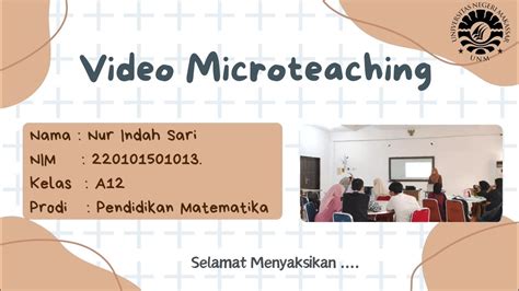 Nur Indah Sari A121 220101501013 Video Microteaching Model Discovery Learning Integral Tak Tentu