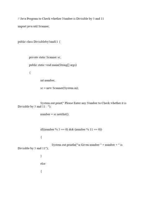 Java Program To Check Whether Number Is Divisible By 5 And 11 Pdf
