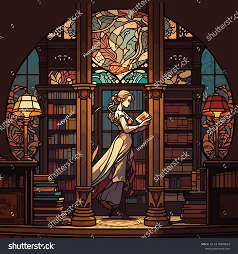 Art Nouveau Stained Glass Window Woman Stock Vector Royalty Free 2276945623 Shutterstock