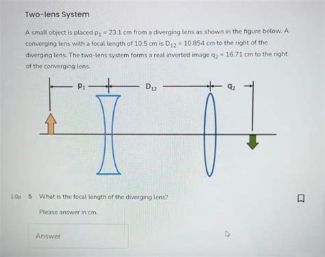Solved A Small Object Is Placed P1 23 1 Cm From A Diverging