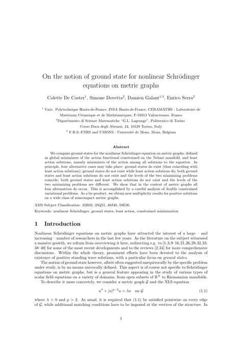 Pdf On The Notion Of Ground State For Nonlinear Schrodinger