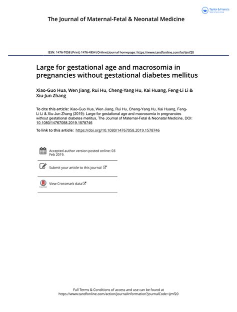 Pdf Large For Gestational Age And Macrosomia In Pregnancies Without