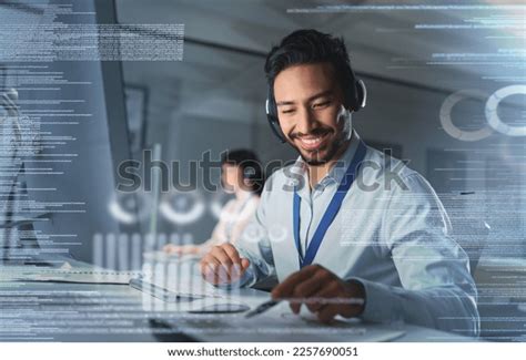 Call Center Customer Support Overlay Man Stock Photo 2257690051