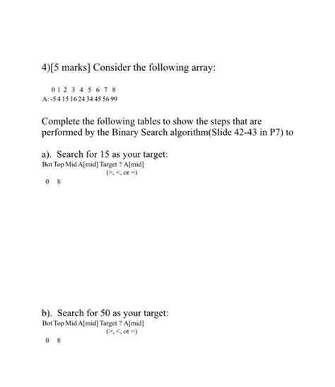 solved 4 [5 marks] consider the following array 0 1 2 3 4 5