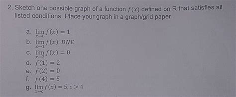 Solved 2 Sketch One Possible Graph Of A Function Fx
