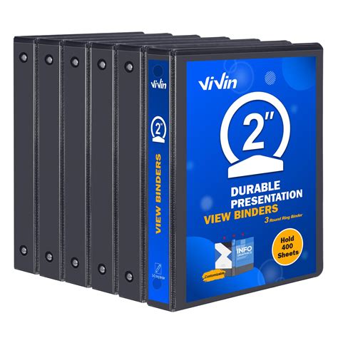 3 Ring Binder 2 Inch Vivin Sturdy 2 Round Ring Binder With 2 Interior Pockets Clear View