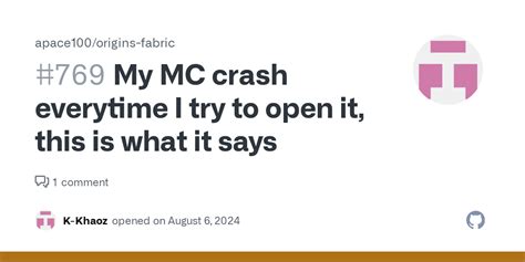 My Mc Crash Everytime I Try To Open It This Is What It Says · Issue 769 · Apace100origins