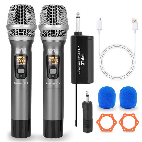 Pyle Uhf Wireless Microphone System Kit Dual Professional Battery