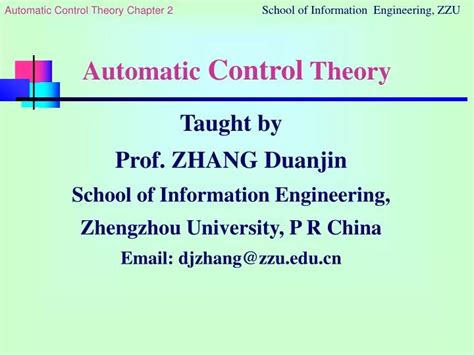 Automatic Control Theory Modern Control Theory An Overview