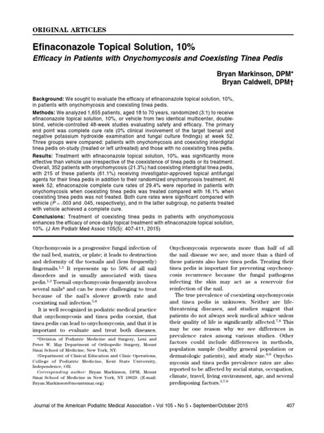Efinaconazole Topical Solution 10 Efficacy In Patients With