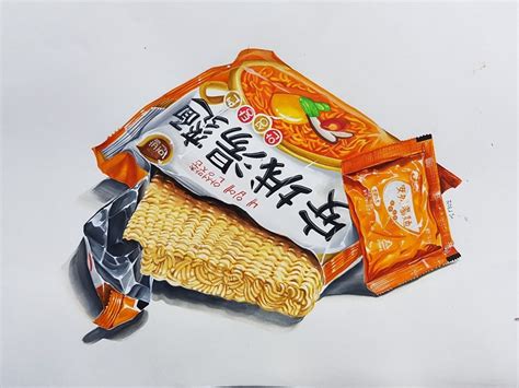 유환무 의정부 창조의아침미술학원 학생이 그린 라면 정밀색채표현 안성탕면 라면 정밀색채표현