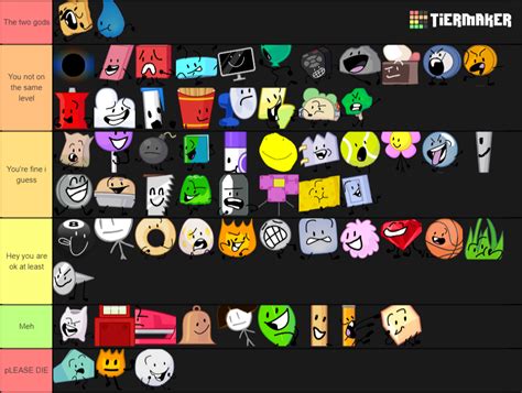 Create A BFB Characters Tier List Tier Maker