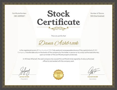 Brown Stock Certificate Template Highfile