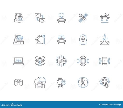 Technology Line Icons Collection Innovation Communication Automation Virtualization