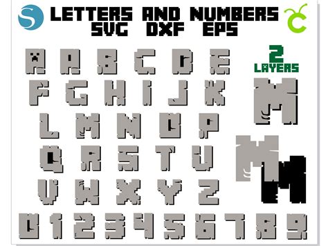 Minecraft Font SVG Cricut Layered Minecraft Letters Layered Inspire Uplift
