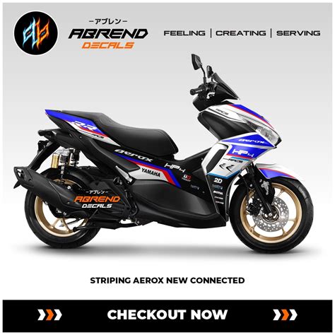 Jual Striping Aerox New Connected Hp 4 Stiker Motor Yamaha Aerox Baru Stock Decals Shopee
