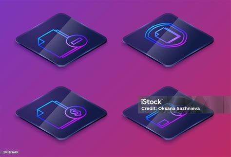 등각 투영 선 빼기 문서 재무 문서 문서 보호 개념 및 별표가 있는 문서 폴더를 설정합니다 파란색 사각형 버튼입니다 벡터 3차원 형태에 대한 스톡 벡터 아트 및 기타 이미지