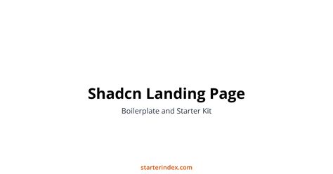 Shadcn Landing Page Starter Index