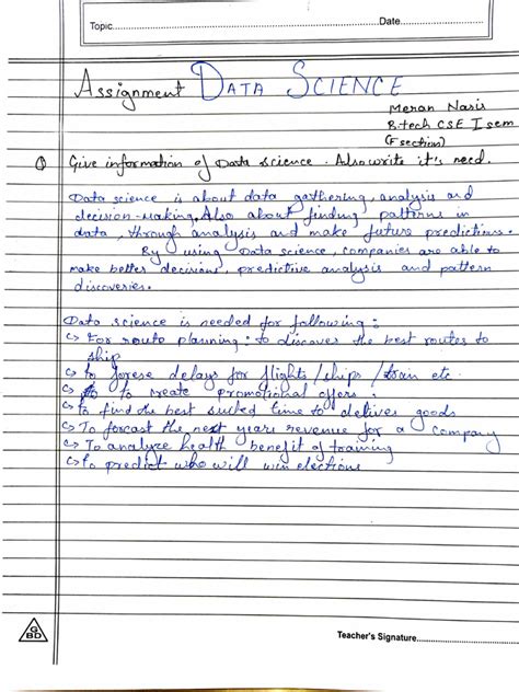 Btech Cse Sem 1 Data Science Assignment Pdf