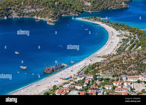 Panoramic View Of Oludeniz Beach And Blue Lagoon Fethiye Turkey Stock