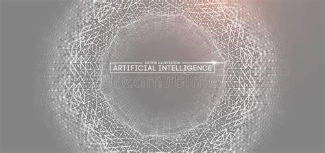 Artificial Intelligence Concept With Glowing White Sphere And Hexagon Stock Vector