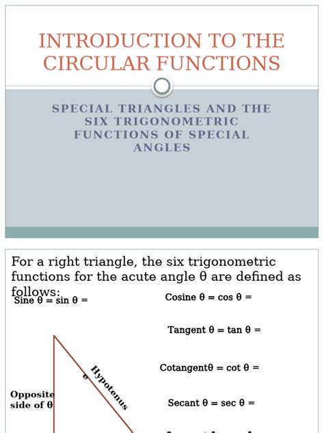 Special Triangles And Trig Functions Pdf Trigonometric Functions