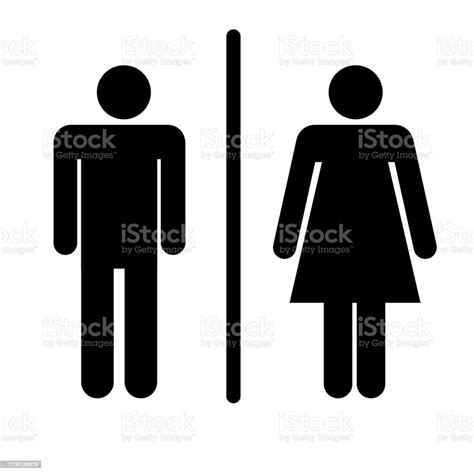 화장실 벡터 아이콘입니다 스타일은 평면 둥근 Wc 기호 검은 색 둥근 각도 흰색 배경입니다 화장실 일러스트는 여성과 신사 피규어를 포함 0명에 대한 스톡 벡터 아트 및 기타