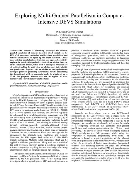 Pdf Exploring Multi Grained Parallelism In Compute Intensive Devs Simulations