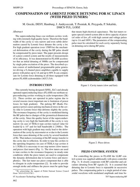 Pdf Compensation Of Lorentz Force Detuning For Sc Linacs With Piezo
