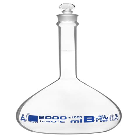 Volumetric Flask 2000ml Class B Astm Tolerance ±1000 Ml Glass