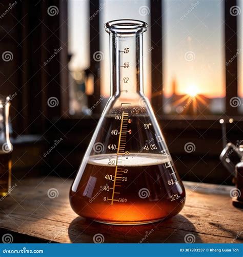 Erlenmeyer Flask Of Liquid Science Apparatus Equipment To Measure Liquids Stock Illustration