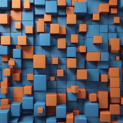 Premium AI Image D Rendering Blue Pattern Of Cubes Of Different Shapes Minimalistic Pattern
