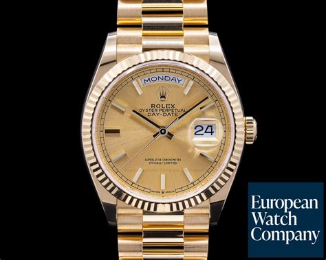 Rolex 128238 Day Date President 128238 18k Yellow Gold Champagne Dial 44768 European Watch Co