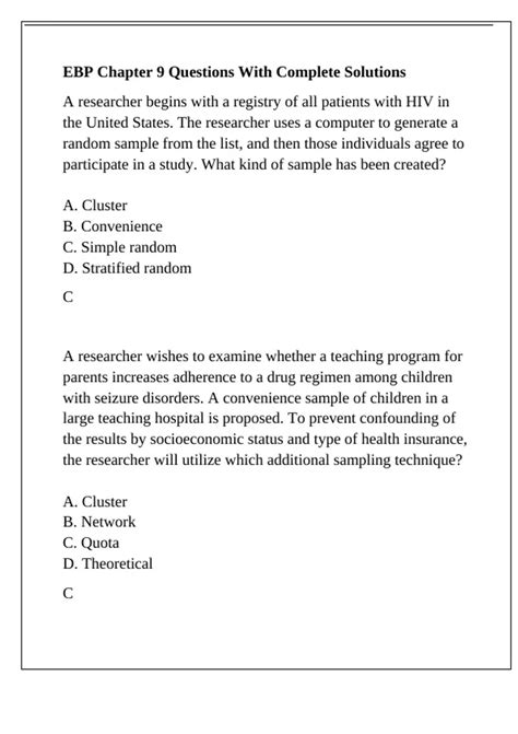 EBP Chapter Questions With Complete Solutions EBP Stuvia US