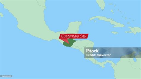 Map Of Guatemala With Pin Of Country Capital Stock Illustration