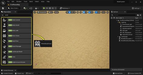 Water Body Actors In Unreal Engine Unreal Engine Documentation Epic Developer Community