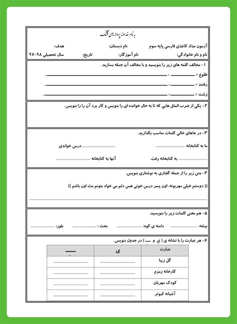 15 نمونه سوال نگارش سوم ابتدایی [ به روز رسانی فروردین 1400 ]