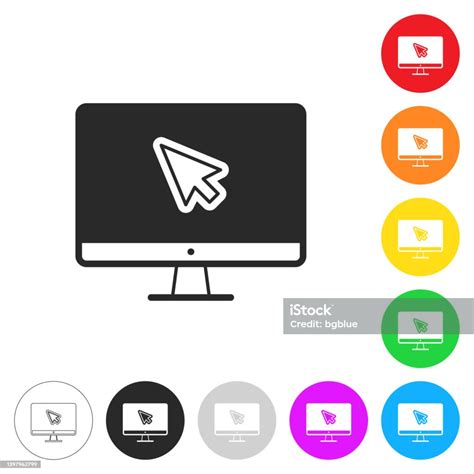 포인터가 있는 데스크톱 컴퓨터 다채로운 버튼의 아이콘 Lcd에 대한 스톡 벡터 아트 및 기타 이미지 Lcd Lcd 텔레비전 가리키기 Istock