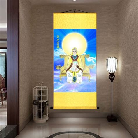 佛像 掛畫 唐卡 無生老母畫像掛畫無極老母道場供奉無聲神像卷軸泰山老母絲綢畫 Yahoo奇摩拍賣