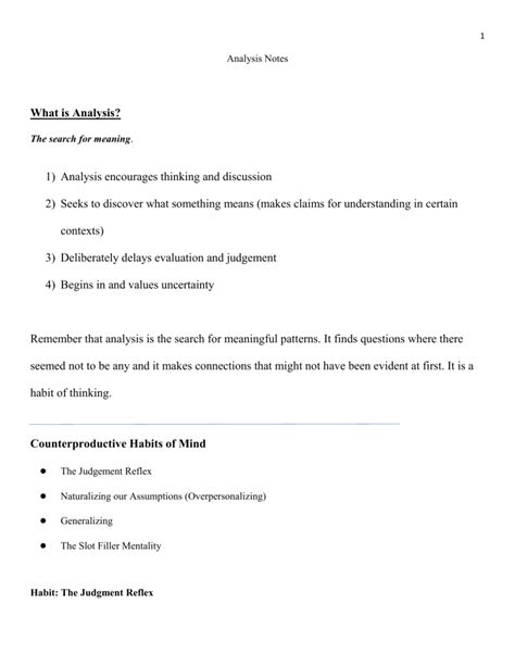 Analysis Notes Thinking And Meaning Analysis Notes Thinking And Meaning