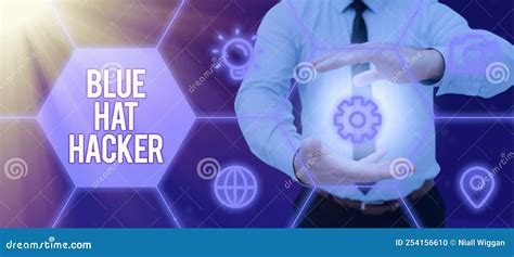 Sign Displaying Blue Hat Hacker Internet Concept Person Consulting