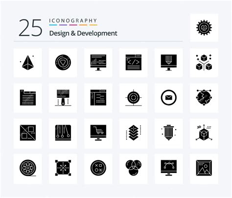 free vector design development 25 solid glyph icon pack including web