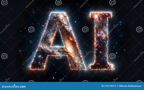 Ai Artificial Intelligence Letters Made From Stars And Planets Deep Universe In Background